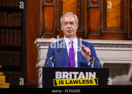 Britain's Reform UK party leader Nigel Farage reacts during the Reform ...