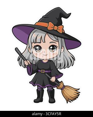 Cute girl chibi character illustration in ballet pose Stock Vector ...