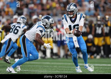 Carolina Panthers quarterback Jack Plummer (16) passes the ball during ...