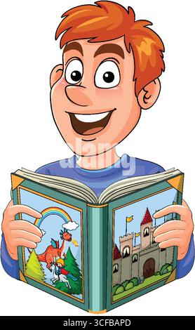 Happy Boy Expression Smiling with Open Arms Flat Cartoon Character ...