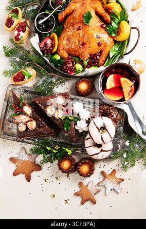 Christmas tree and Snacks for wine on the buffet table. Cold snacks ...