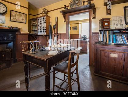 An old English office & part of the 1900's pit village area at Beamish ...