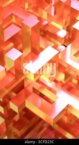 3D rendering. Pink geometric pattern. Minimalistic pattern of simple ...