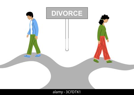 The illustration symbolizes the process of separation and divorce Stock ...