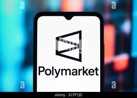 In this photo illustration, the Polymarket logo is displayed on a ...