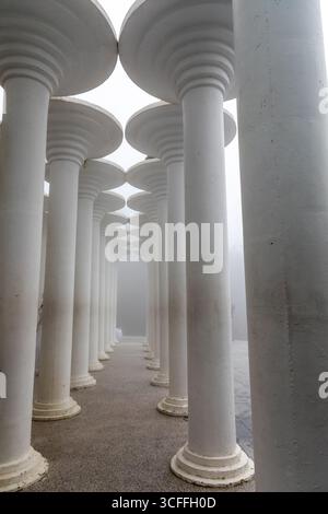 strange mysterious temple in the mist Stock Photo - Alamy