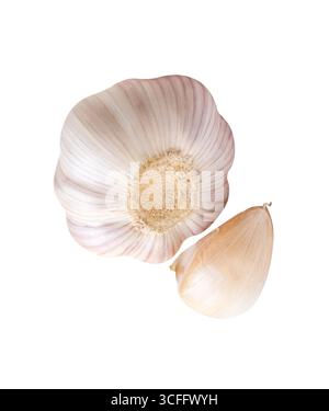 One unpeeled clove of garlic isolated on white Stock Photo - Alamy