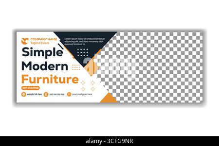 Creative furniture shop advertisement template with black and orange ...