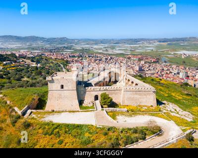 Castel Sant Angelo Fort aerial panoramic view in Licata. Licata is a ...