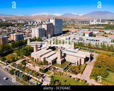 The Ismaili Centre aerial panoramic view in Dushanbe. Dushanbe is the ...