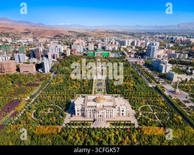 The Palace of the Nation aerial panoramic view in Dushanbe. Dushanbe is ...