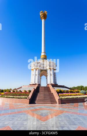 Tajikistan, Dushanbe, capital city: main entrance to the Botanical ...