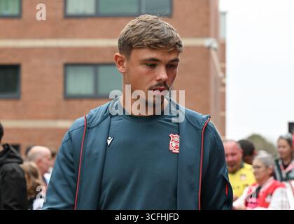 Wrexham's Callum Doyle arrives ahead of the Sky Bet Championship match ...