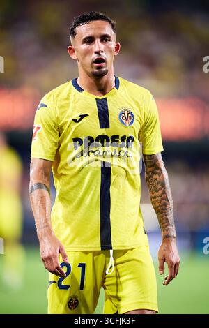 Yeremy Pino of Villarreal CF in action during the Spanish league ...