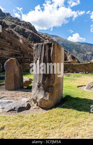 Monolith sacred stone at Ollantaytambo archaeological site in the ...
