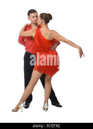 Couple of professional dancers on white background Stock Photo - Alamy