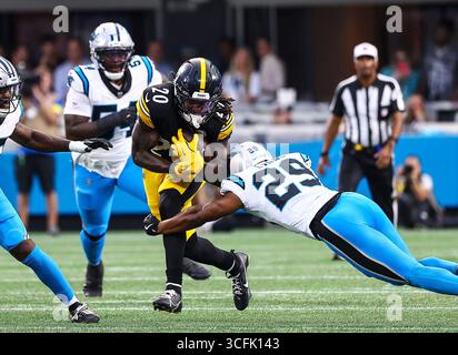 Carolina Panthers cornerback Akayleb Evans (29) reacts during an NFL ...