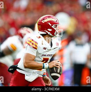 Iowa State quarterback Rocco Becht throws a pass during the first half ...