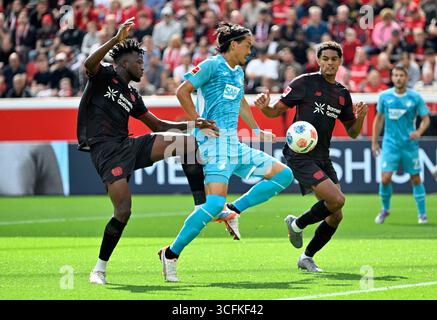 from left Jarell Quansah (Bayer Leverkusen, #04), Linton Maina (1.FC ...