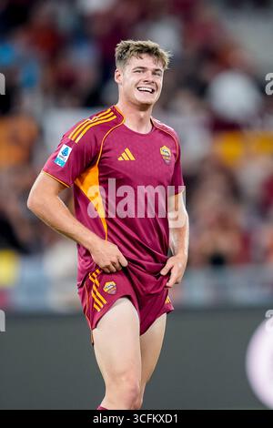Evan Ferguson of AS Roma reacts during the Serie A Enilive match ...