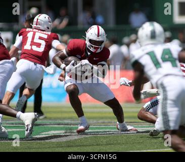 Stanford running back Micah Ford warms up for an NCAA college football ...