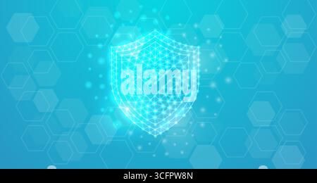 Shield low poly symbol with white connected dots. 3d geometric ...