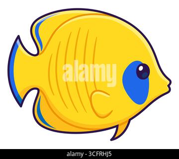 Exotic tropical aquarium fish butterflyfish vector illustration ...
