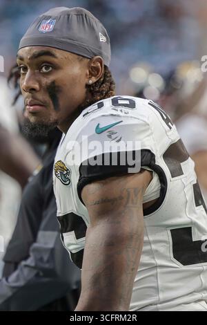 Jacksonville Jaguars running back LeQuint Allen Jr. (36) leaves the ...