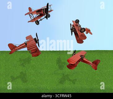A vintage biplane that can be used for transportation by flying in the ...