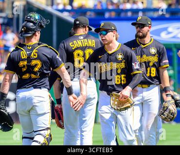 Pittsburgh Pirates shortstop Jared Triolo warms up before a baseball ...