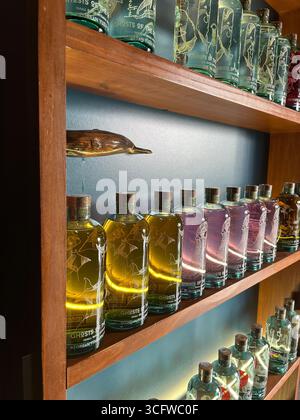 Liquor bottles on shelves at a bar Stock Photo - Alamy