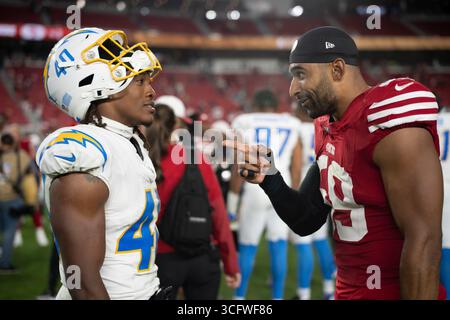 Los Angeles Chargers safety Kendall Williamson (40) walks back to the ...