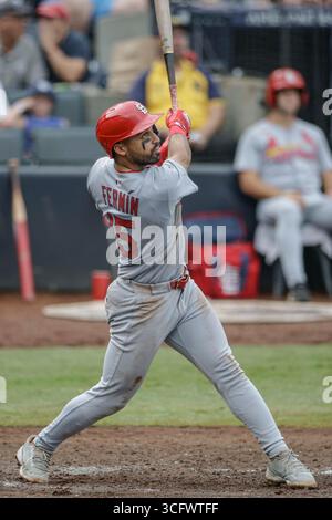 St. Louis Cardinals' José Fermín an RBI single during the eighth inning ...