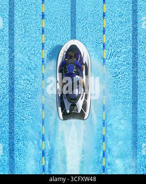 Wave Runner on Olympic Pool Starting Blocks Stock Photo - Alamy
