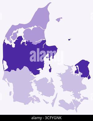Map of Denmark with regions. Just a simple country border map with ...
