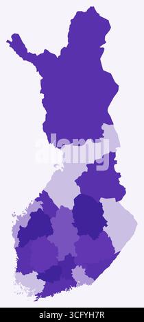 Map of Finland with regions. Just a simple country border map with ...