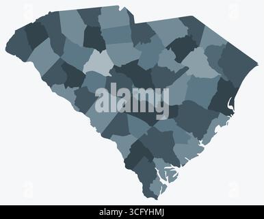 Map of South Carolina with counties. A simple state border map with ...