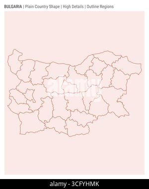 Bulgaria plain country map. High details. Outline style. Shape of ...