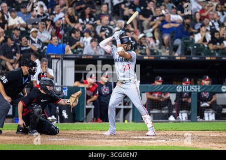 Minnesota Twins' Royce Lewis waits on a pitch during a baseball game ...