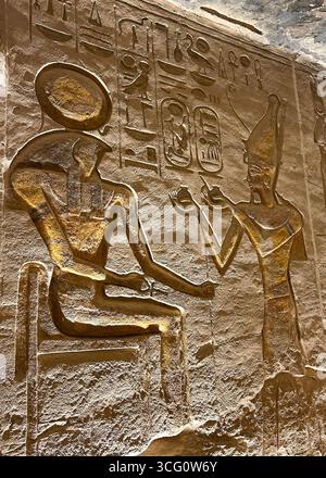 Relief carving of Ra, the Sun God, Karnak Temple, Luxor, Egypt Stock ...