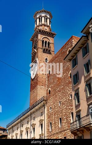 The Torre dei Lamberti is a clock tower in Verona, Italy Stock Photo ...