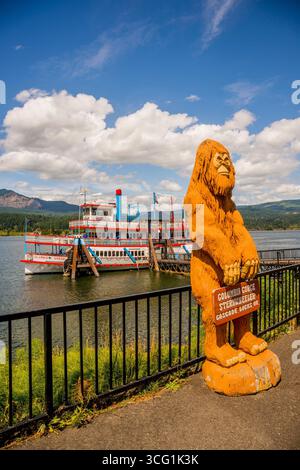 View of the Columbia Gorge Sternwheeler, docked at the town of Cascade ...