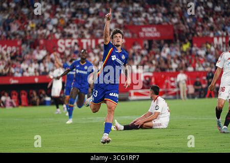 Seville, Spain. 25 August, 2025. Jiri Letacek (Getafe CF) before LaLiga ...