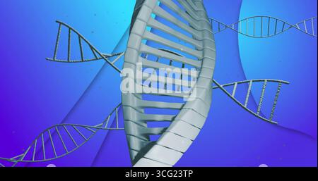 Floating central DNA double helix connecting smaller helices in digital ...