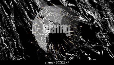 Rotating central digital globe showing candlestick charts and binary ...