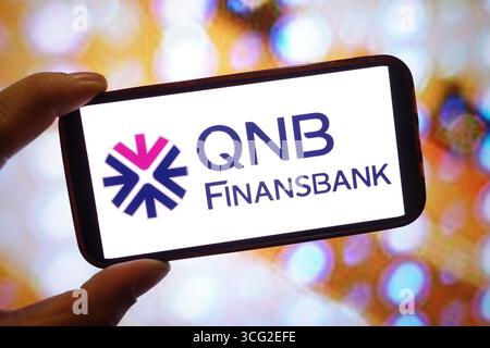 In this photo illustration, the QNB Finansbank company logo is seen ...