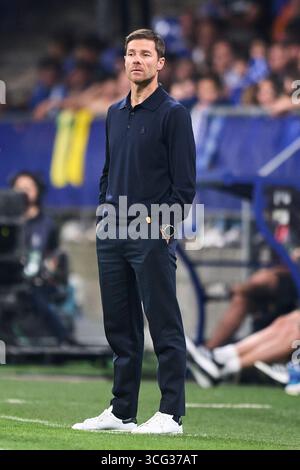 Xabi Alonso, the head coach of Real Madrid CF, attends a press ...