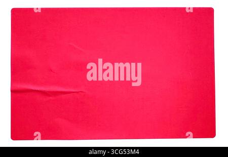 Red rectangular paper sticker label isolated on white Stock Photo - Alamy