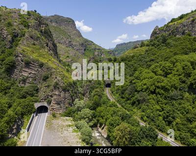 Aerial view of a forested canyon near Bishkek, Kyrgyzstan Stock Photo ...