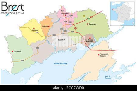 Administrative map of France Stock Photo - Alamy